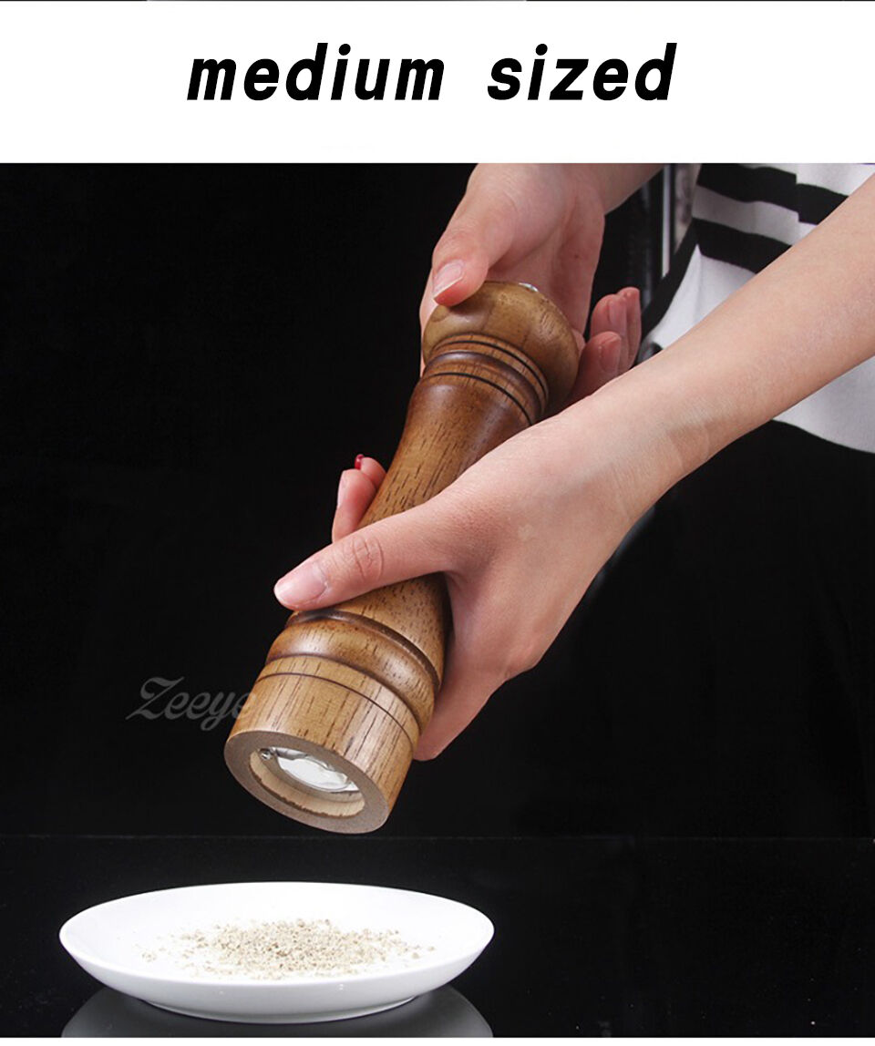 5 Inch Oaken Wooden Pepper Grinder For Kitchen Adjustable Rotor And ...