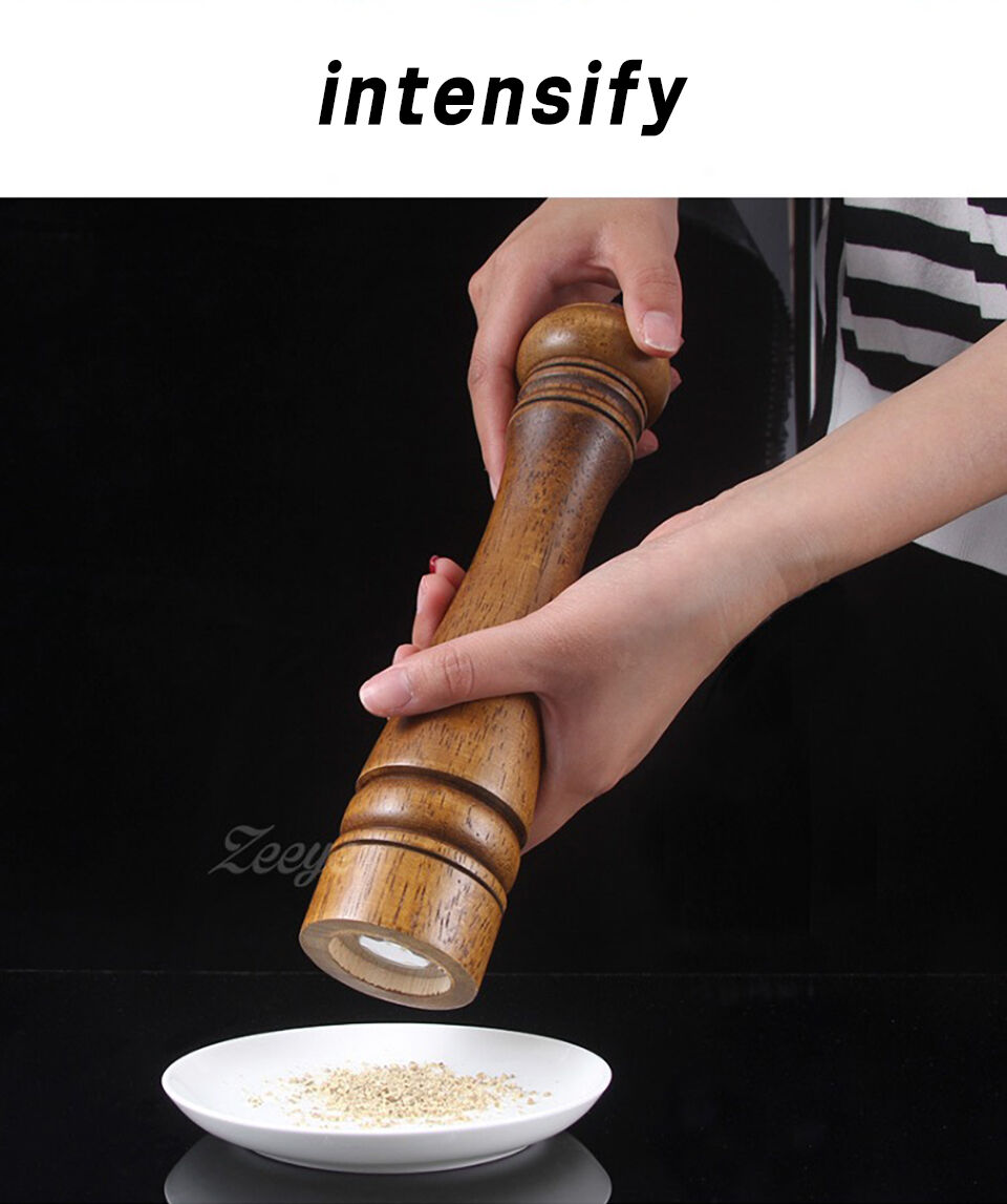 5 Inch Oaken Wooden Pepper Grinder For Kitchen Adjustable Rotor And ...