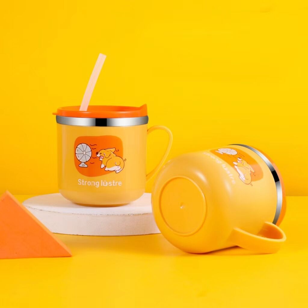 Stainless Steel Mugs Cartoon Pattern Creative Cup Bilayer Heat ...