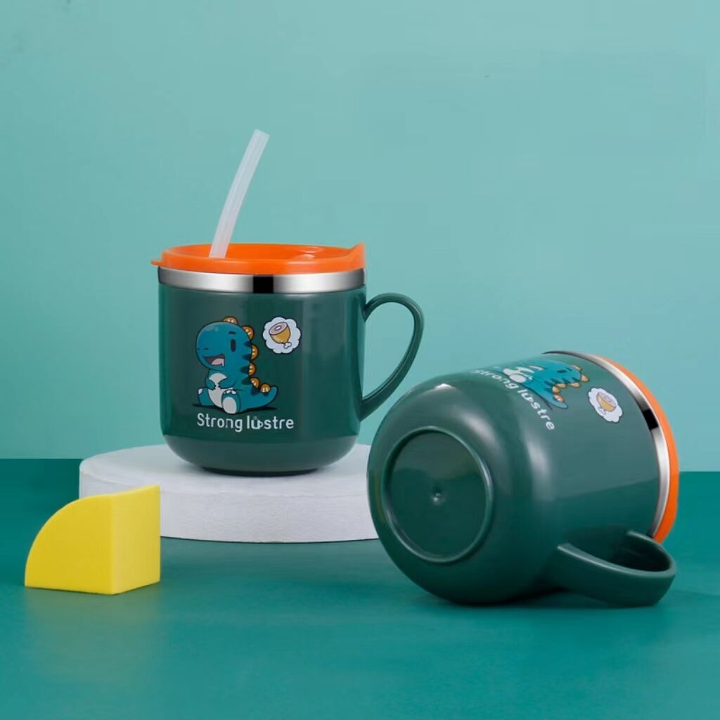 Stainless Steel Mugs Cartoon Pattern Creative Cup Bilayer Heat ...