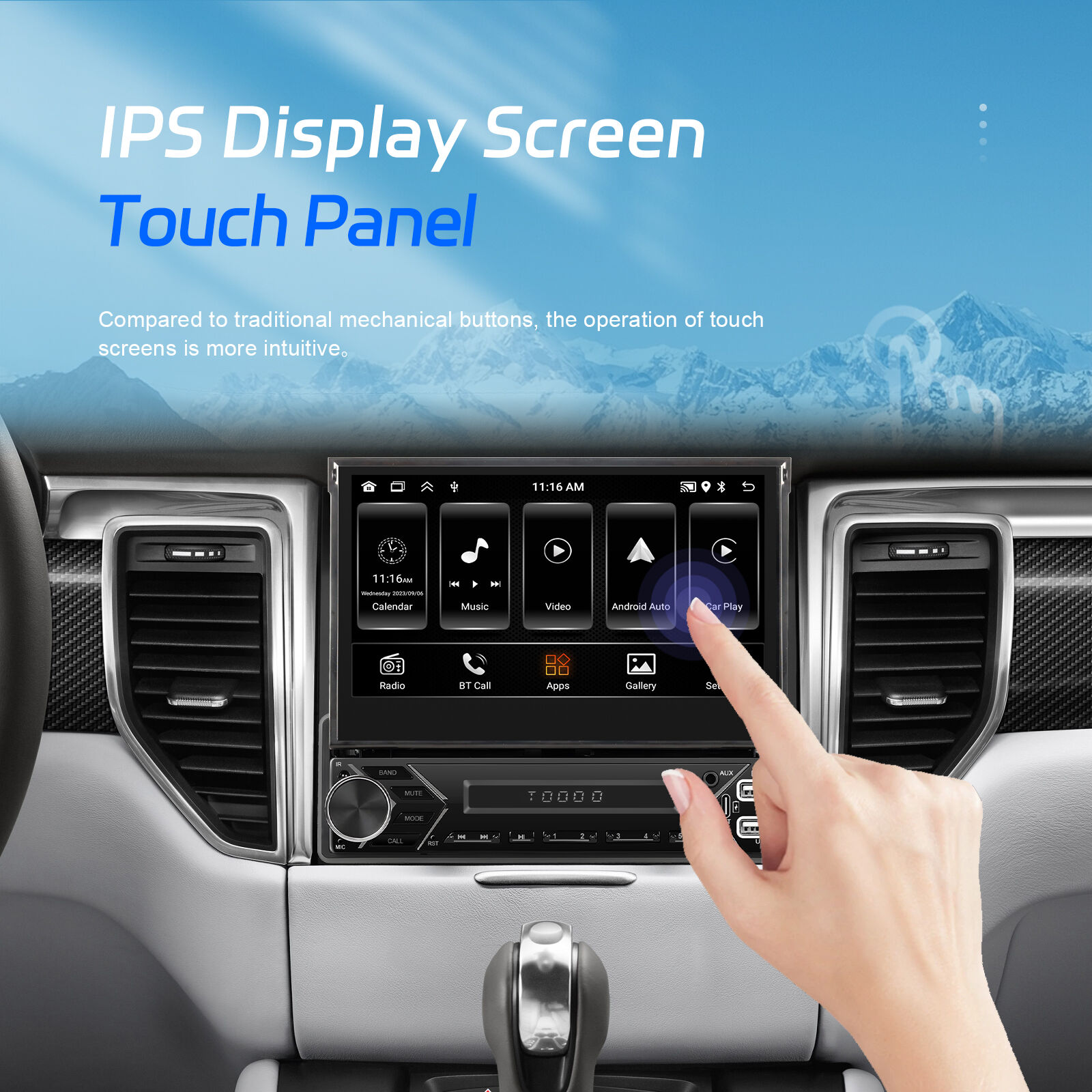 Podofo Android Car Stereo 1 Din 7'' Wireless Carplay Android Auto 2+64g ...