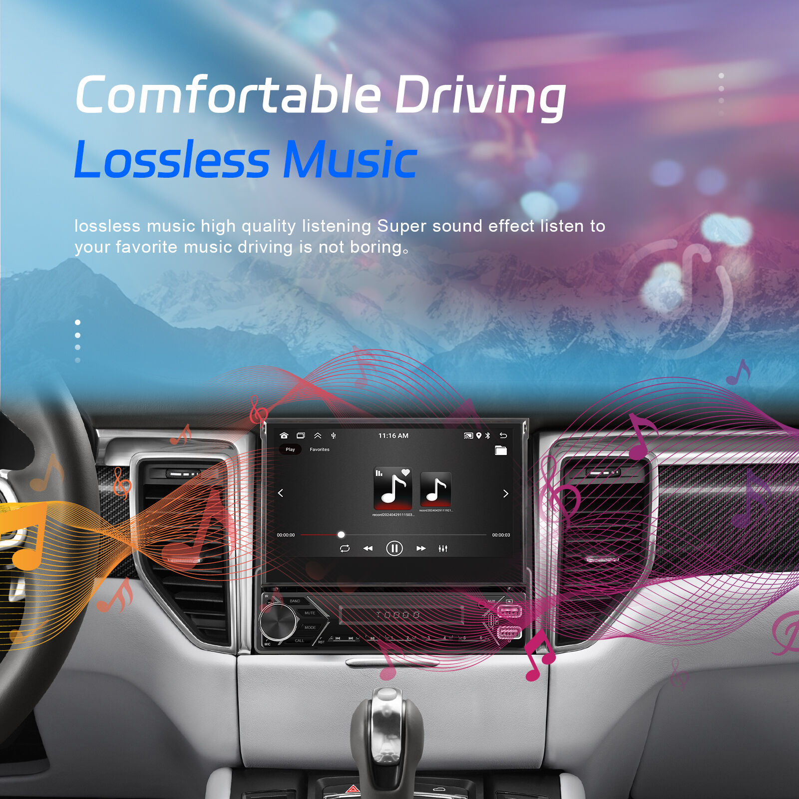 Podofo Android Car Stereo 1 Din 7'' Wireless Carplay Android Auto 2+64g ...