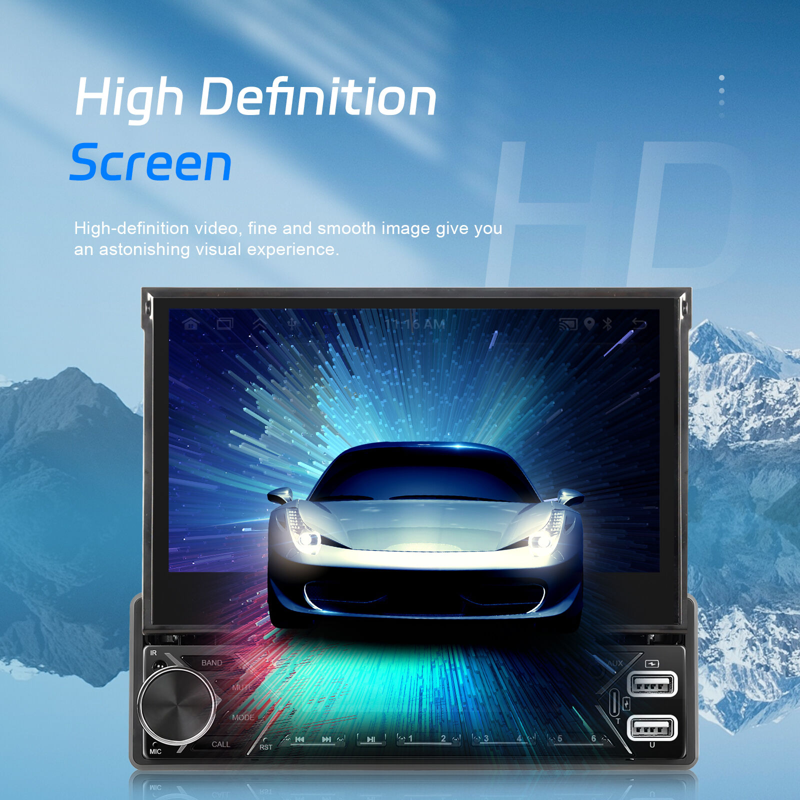 Podofo Android Car Stereo 1 Din 7'' Wireless Carplay Android Auto 2+64g ...