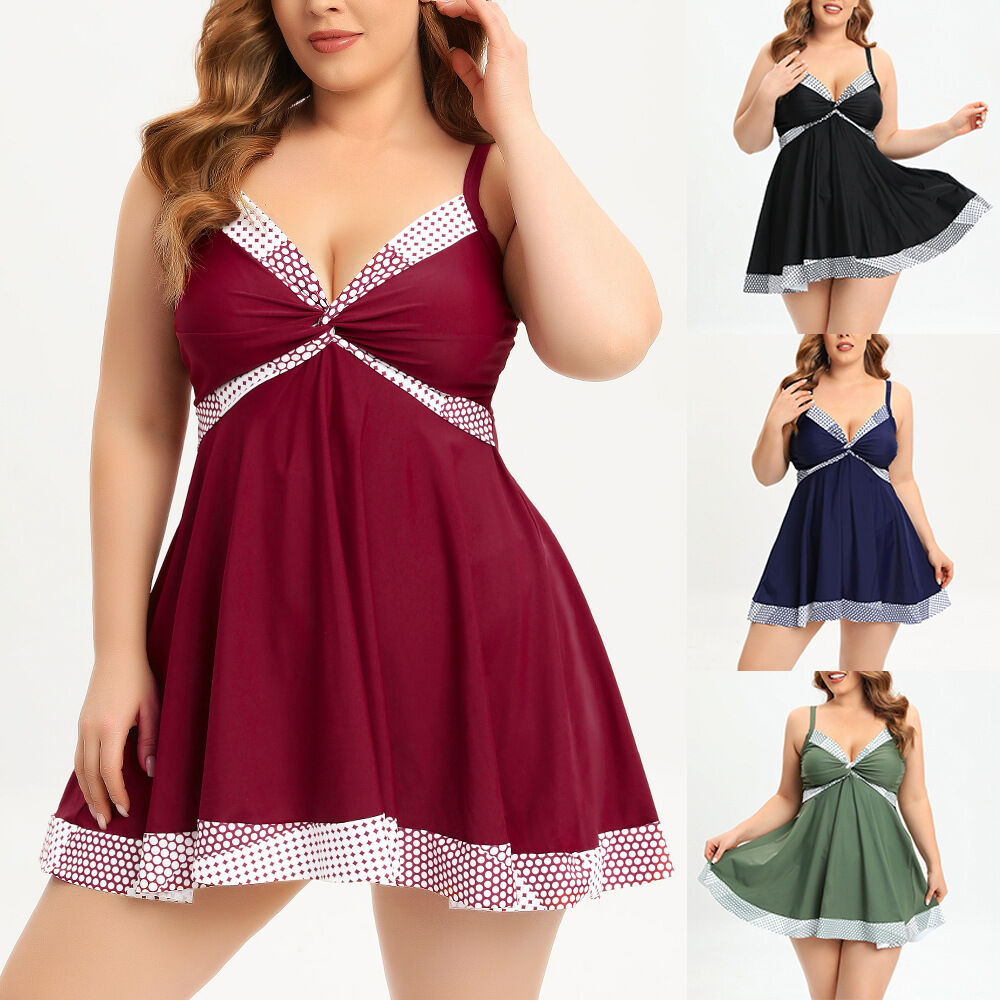 Women Plus Size One Piece Swimsuits Swim Dress Bathing Suit Tummy Control Bathing Suits - China ...