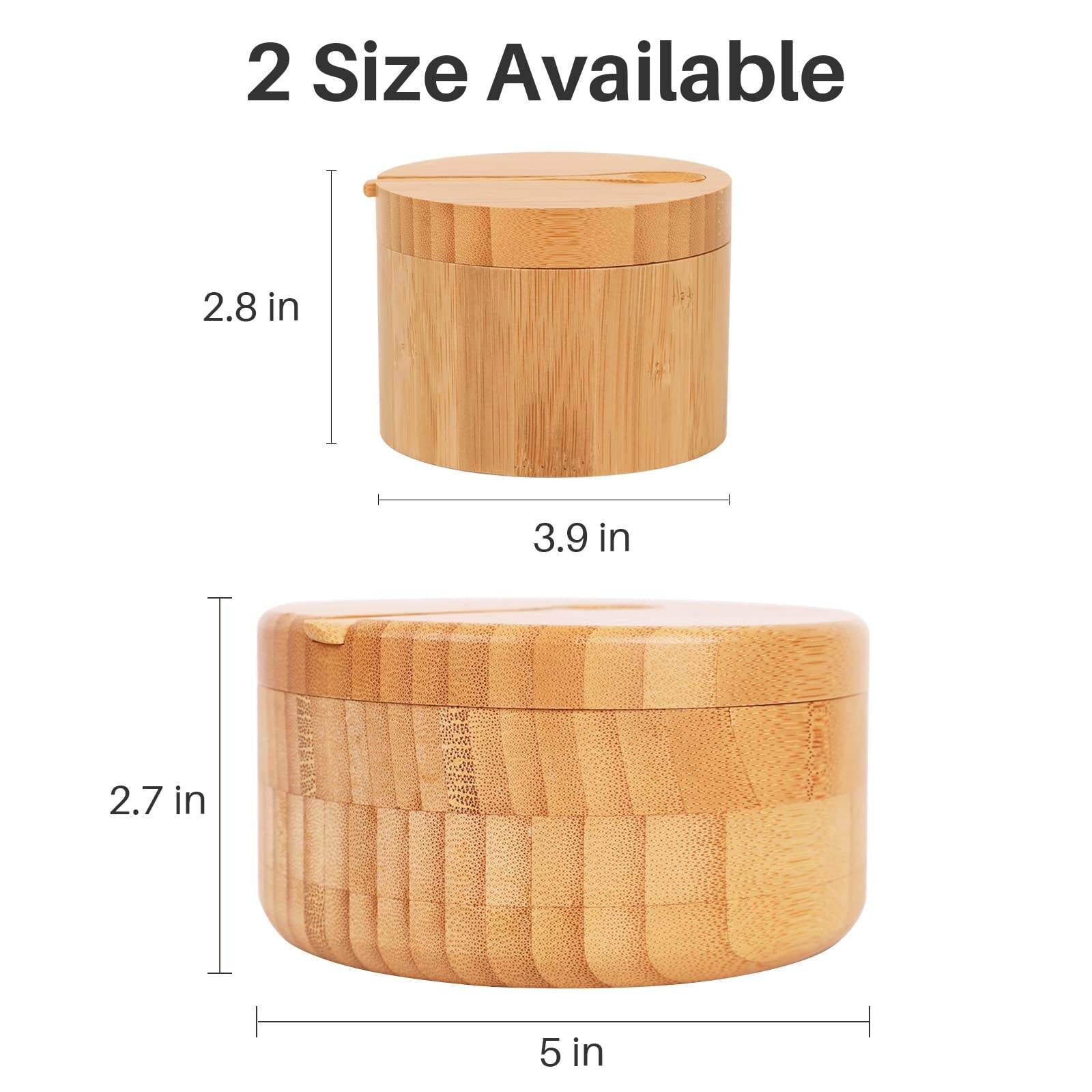 Bamboo Salt Box Salt Pepper Bowls Divided Salt Cellar Seasoning ...
