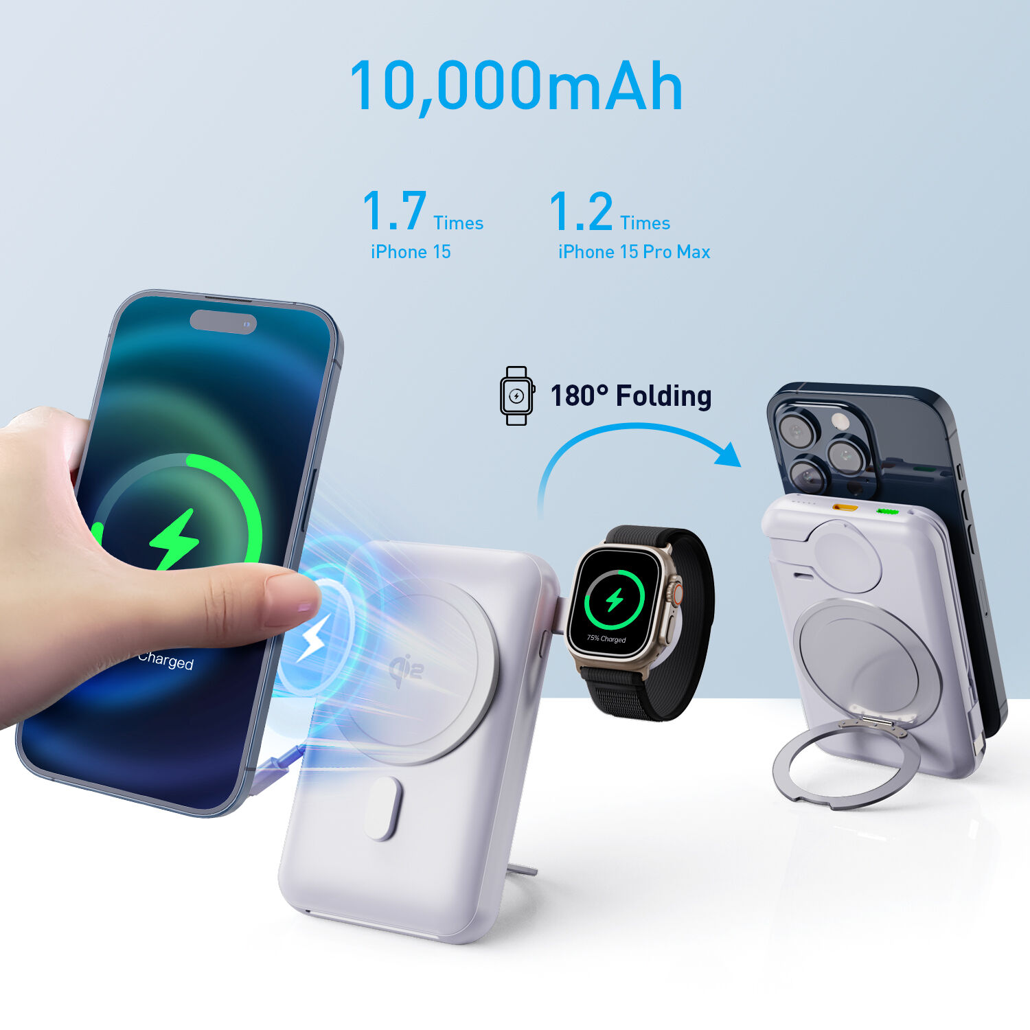 Jlmp07 3 In 1 Fast Wireless Charging Power Bank 10000mah Qi2 15w ...