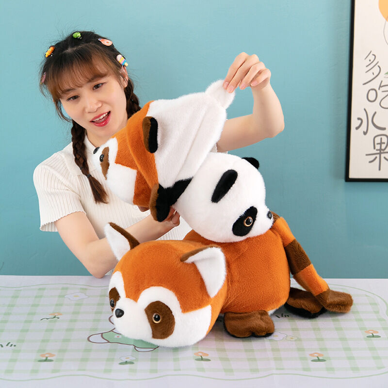 Reversible Panda Plush Toy Cute Panda Turned Raccoon Toy Children's ...