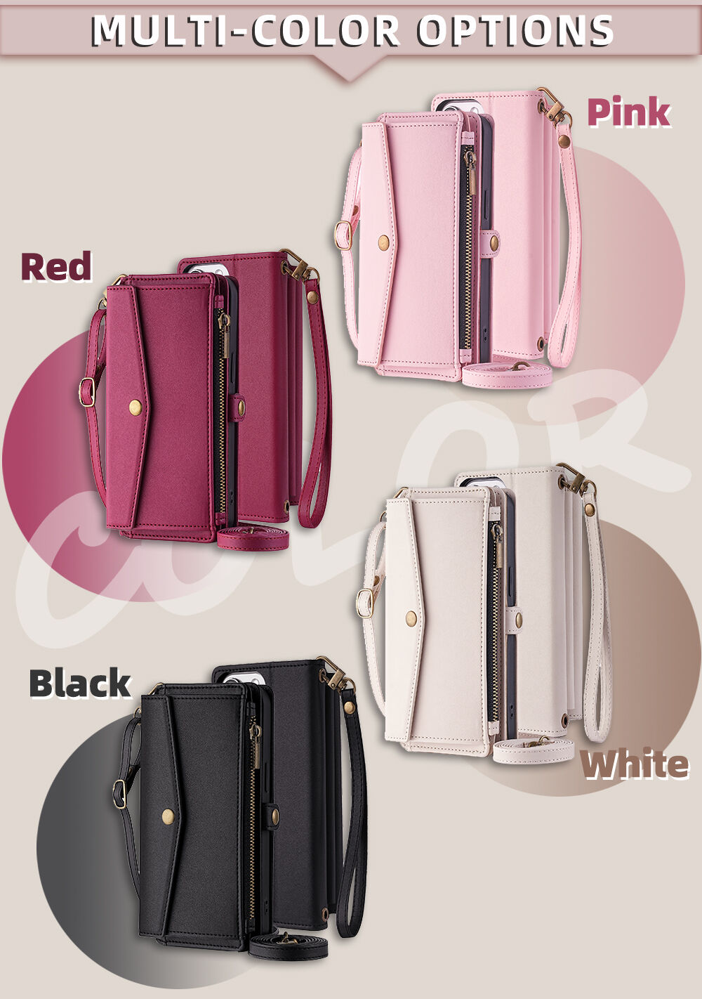 Multifunction Credit Cards Pocket Crossbody Leather Phone Bag For ...