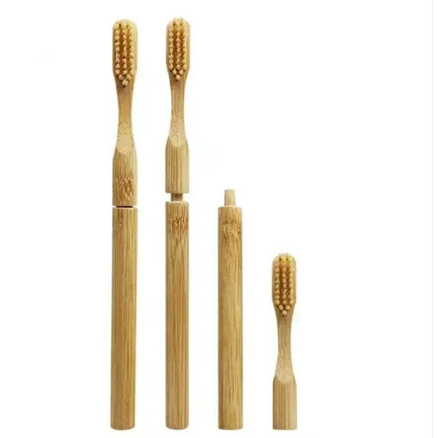 Replaceable Brush Head Bamboo Toothbrush Portable 100% Bamboo Soft ...