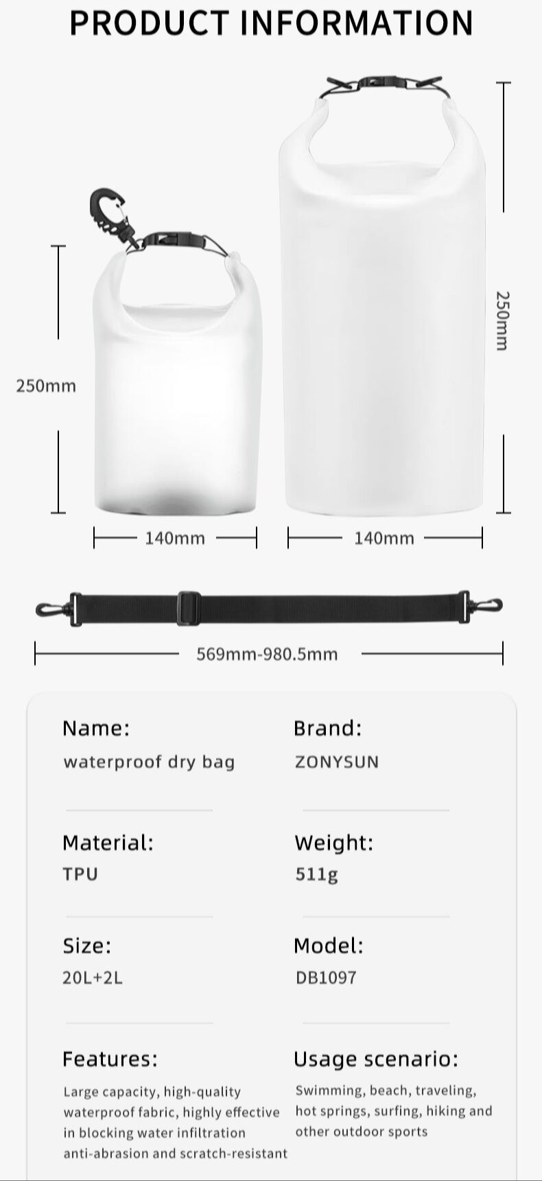 Superior Durability Rugged Tpu Camping Dry Bag Waterproof Backpack For ...
