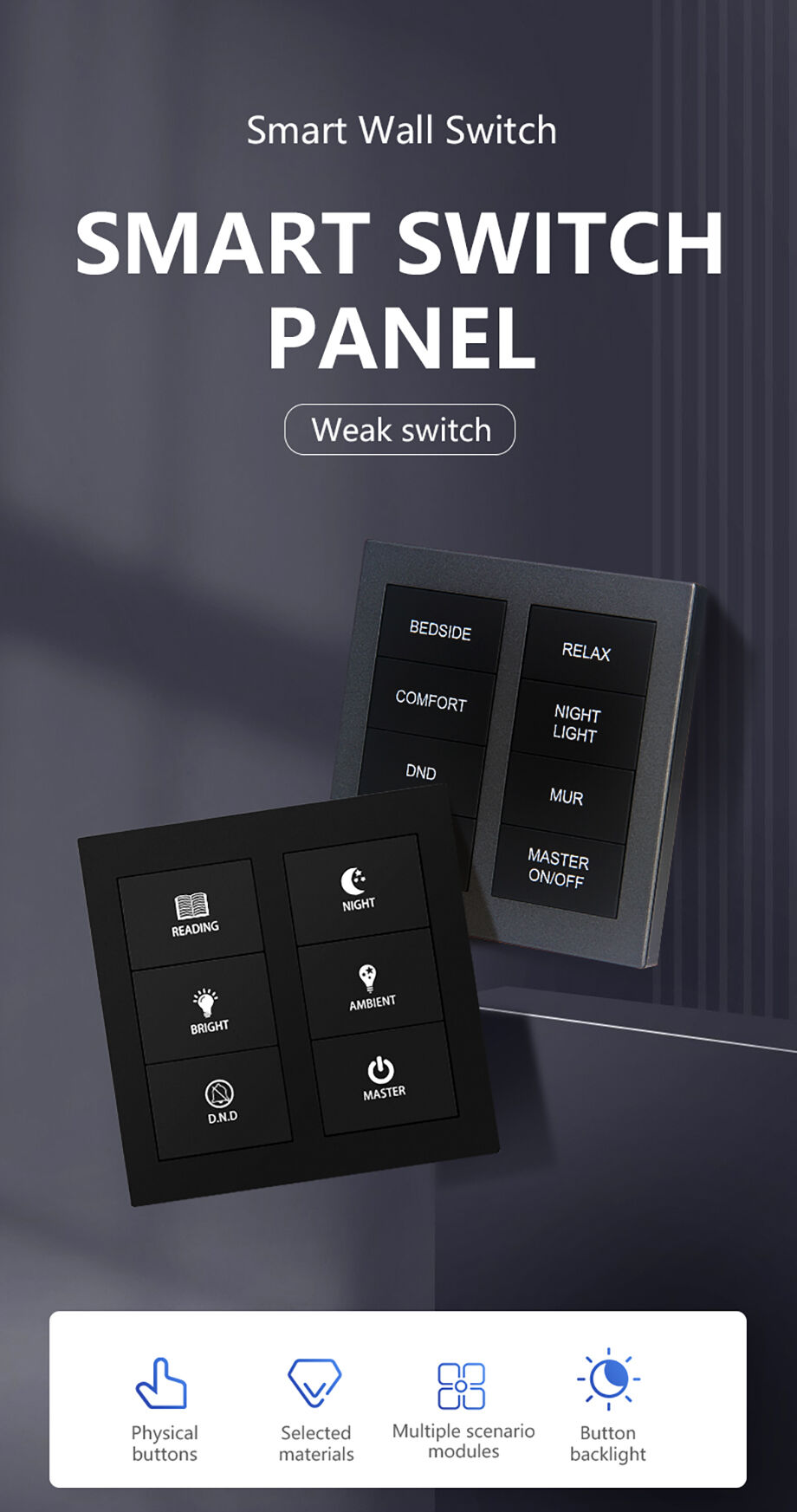 Gtd Customized 17x Rs485 6 Push Button Black Pc Panel Electrical Wall ...