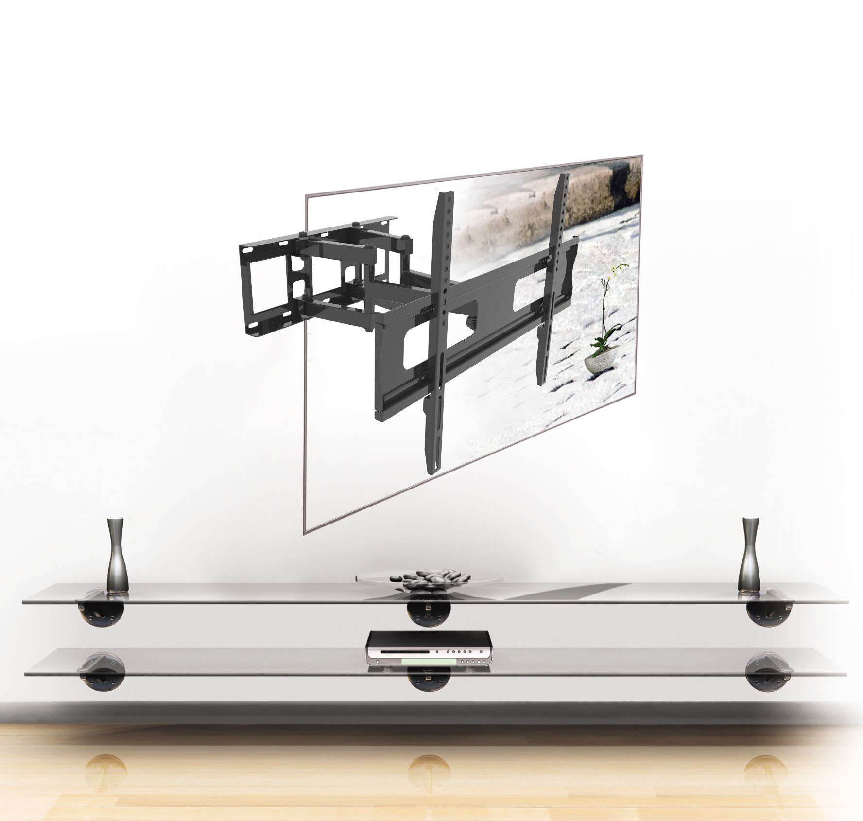 For 85 Inch Low Profile Heavy Duty Tilt Swivel Full Motion Tv Wall ...