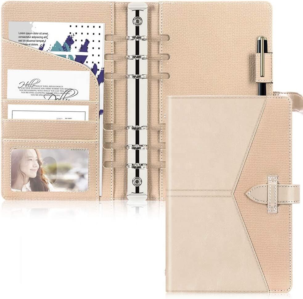 Leather A6 Binder 6 Round Ring Binder Planner Notebook Cover For A6 ...