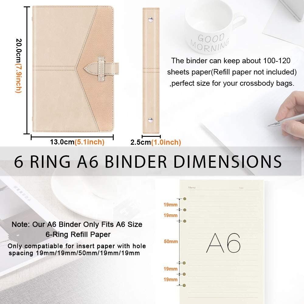 Leather A6 Binder 6 Round Ring Binder Planner Notebook Cover For A6 ...