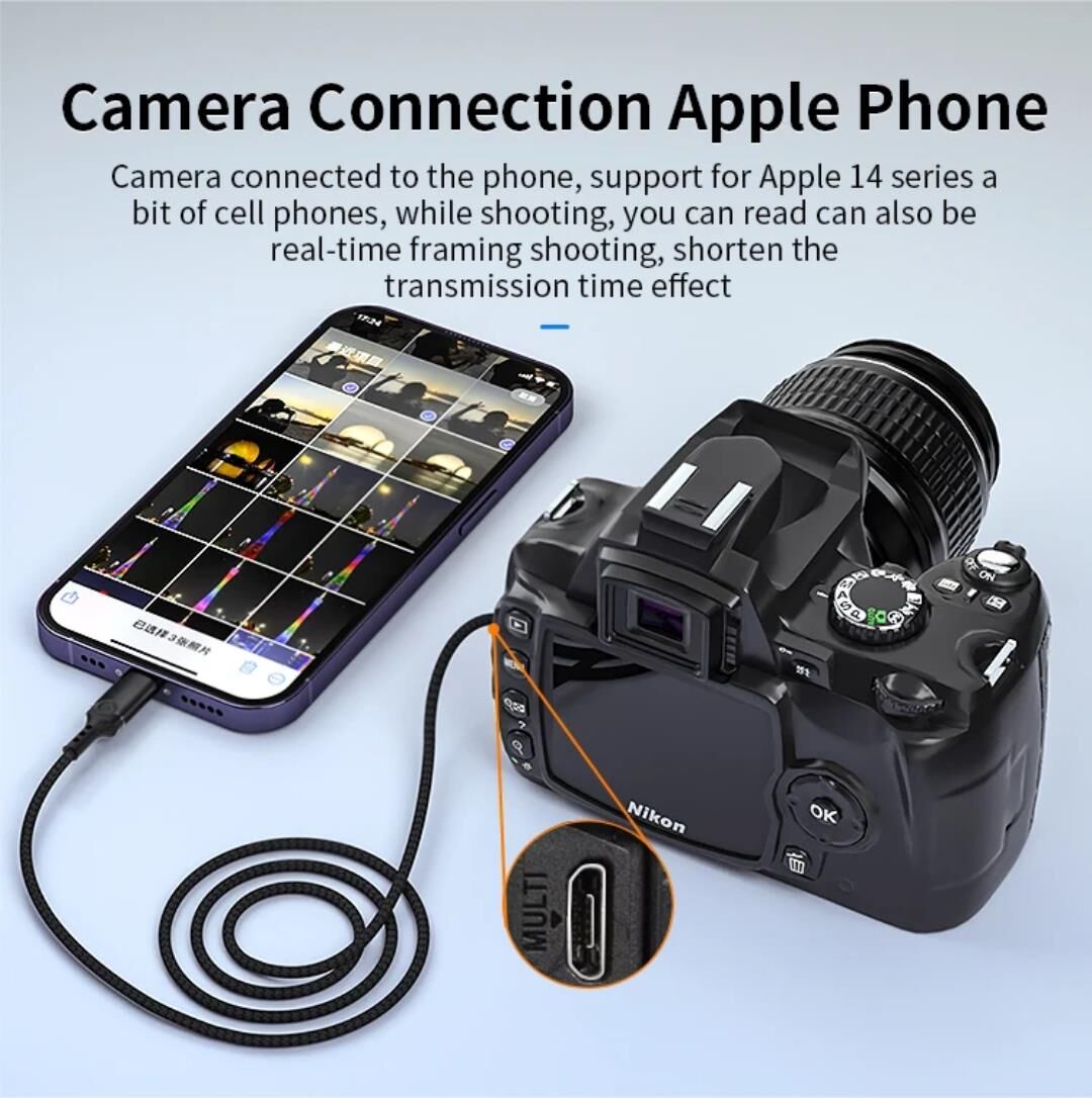 High Speed 8 Pins Micro Usb Data Transfer Cable For Nikon Canon Digital ...