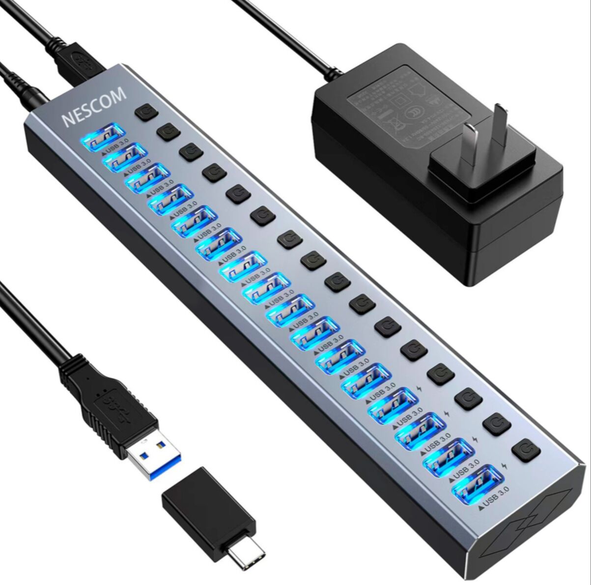Buy Wholesale China Nescom Usb Hub ,16 Port Powered Usb 3.0 Hub With Led Indicator Usb Hub 3.0 ...