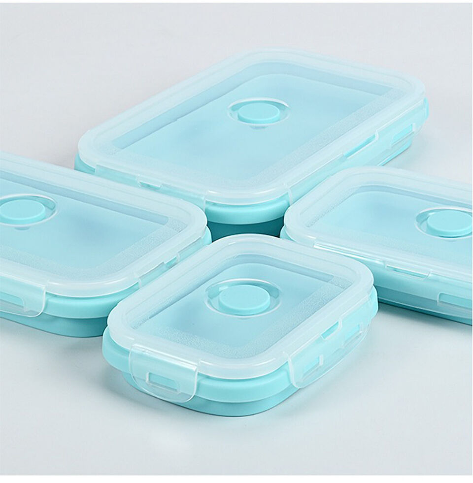 1200ml Heatable Foldable Silicone Lunch Boxes Heat-resistant 4 Pcs/set ...