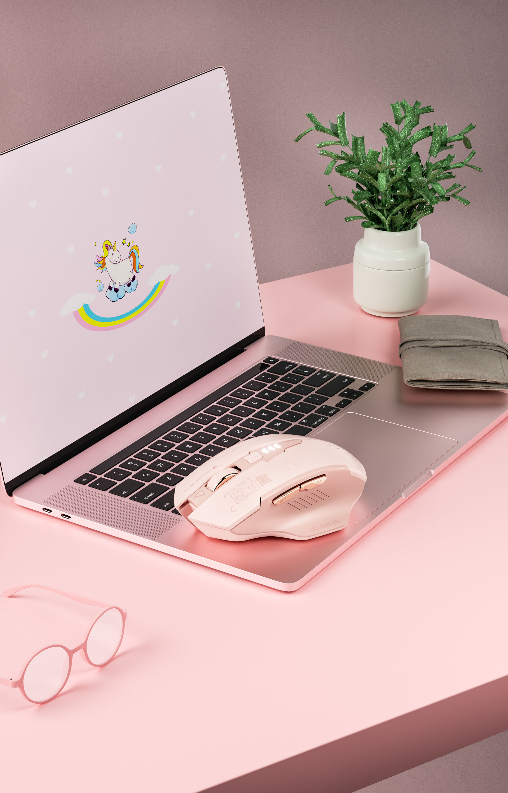 Inphic F8 Wireless Mouse Pink, 2.4g Usb Rechargeable Wireless Slience ...