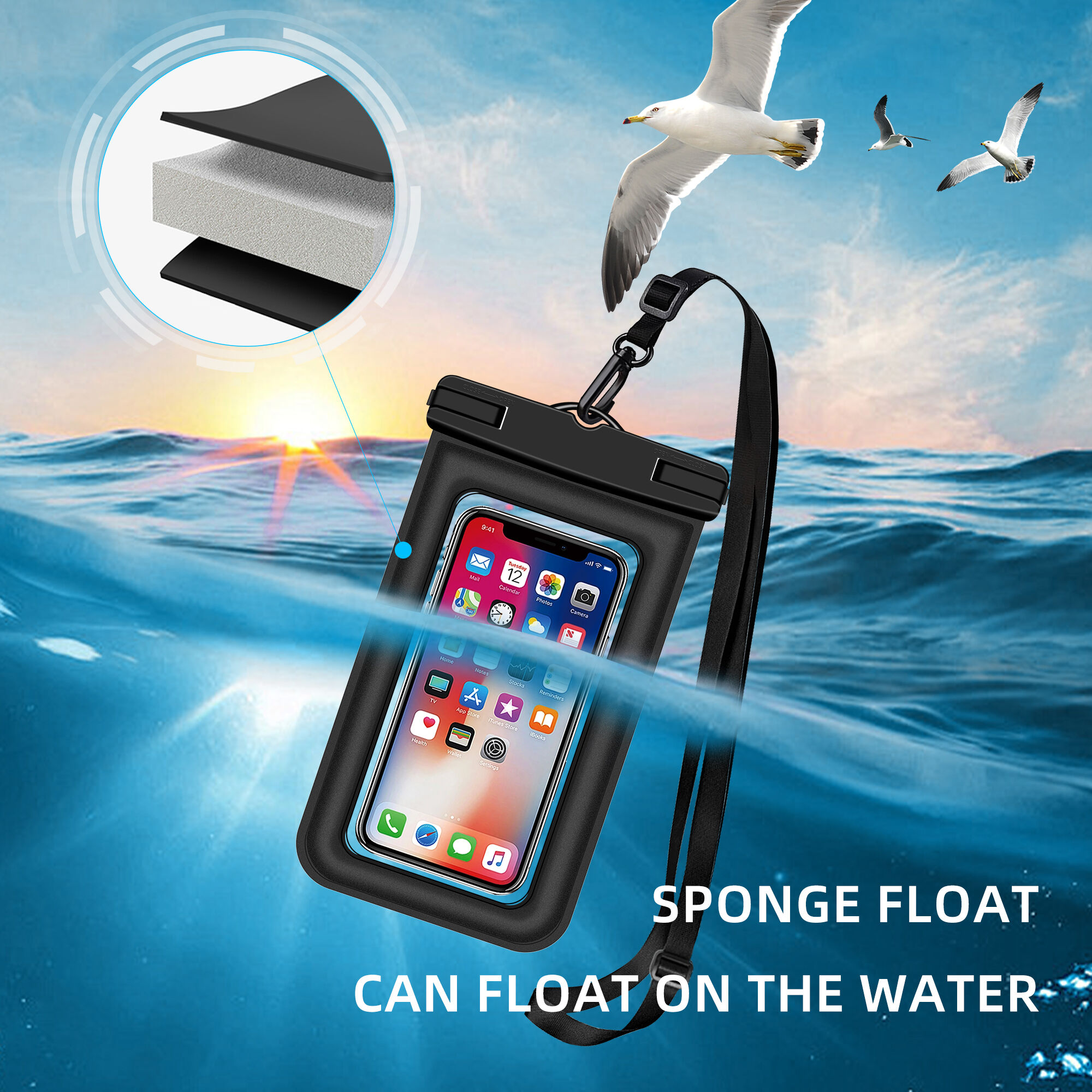 Supplier Sturdy Pink Clip Pvc Sponge Waterproof Bag With Lanyard Arm ...