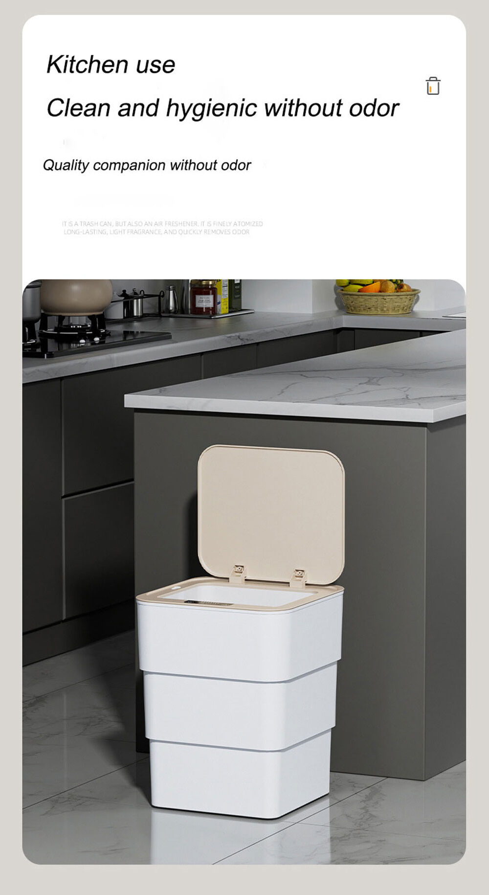 Smart Waste Folding Storage Bins Ultrasonic Sensor Kitchen Garbage ...