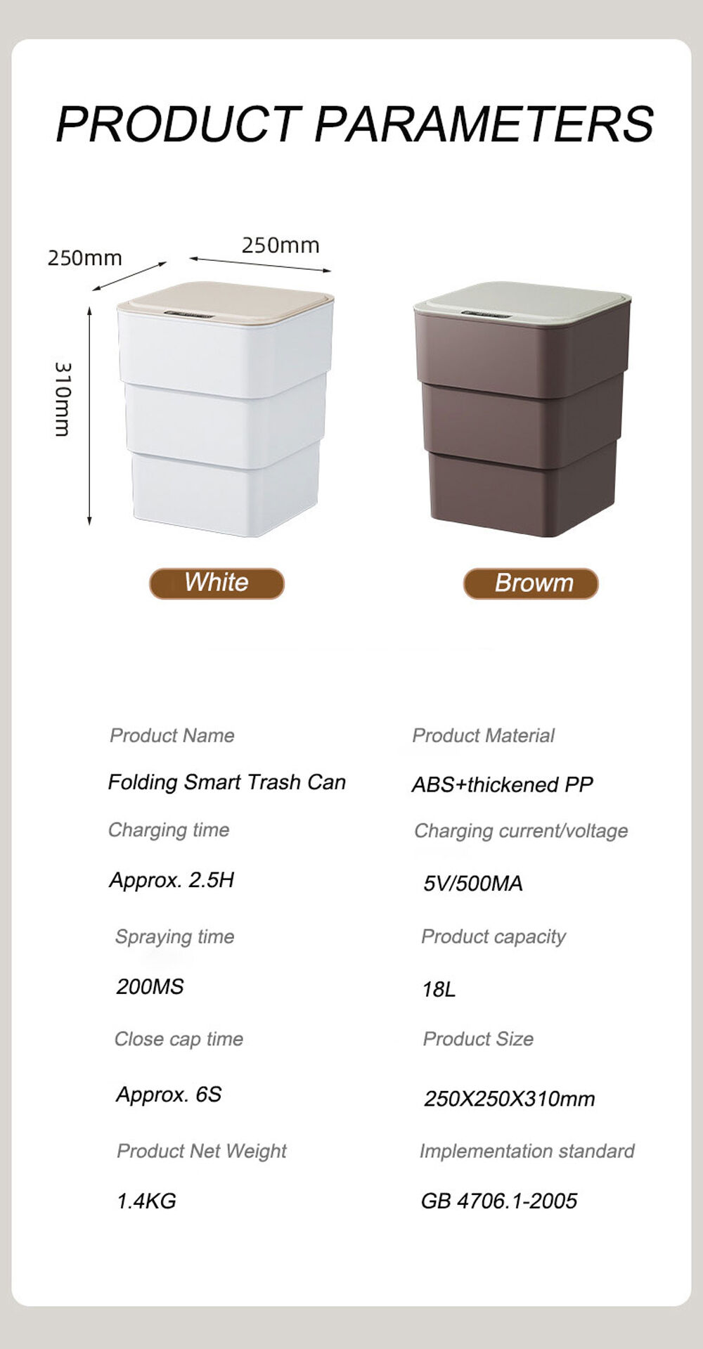 Smart Waste Folding Storage Bins Ultrasonic Sensor Kitchen Garbage ...