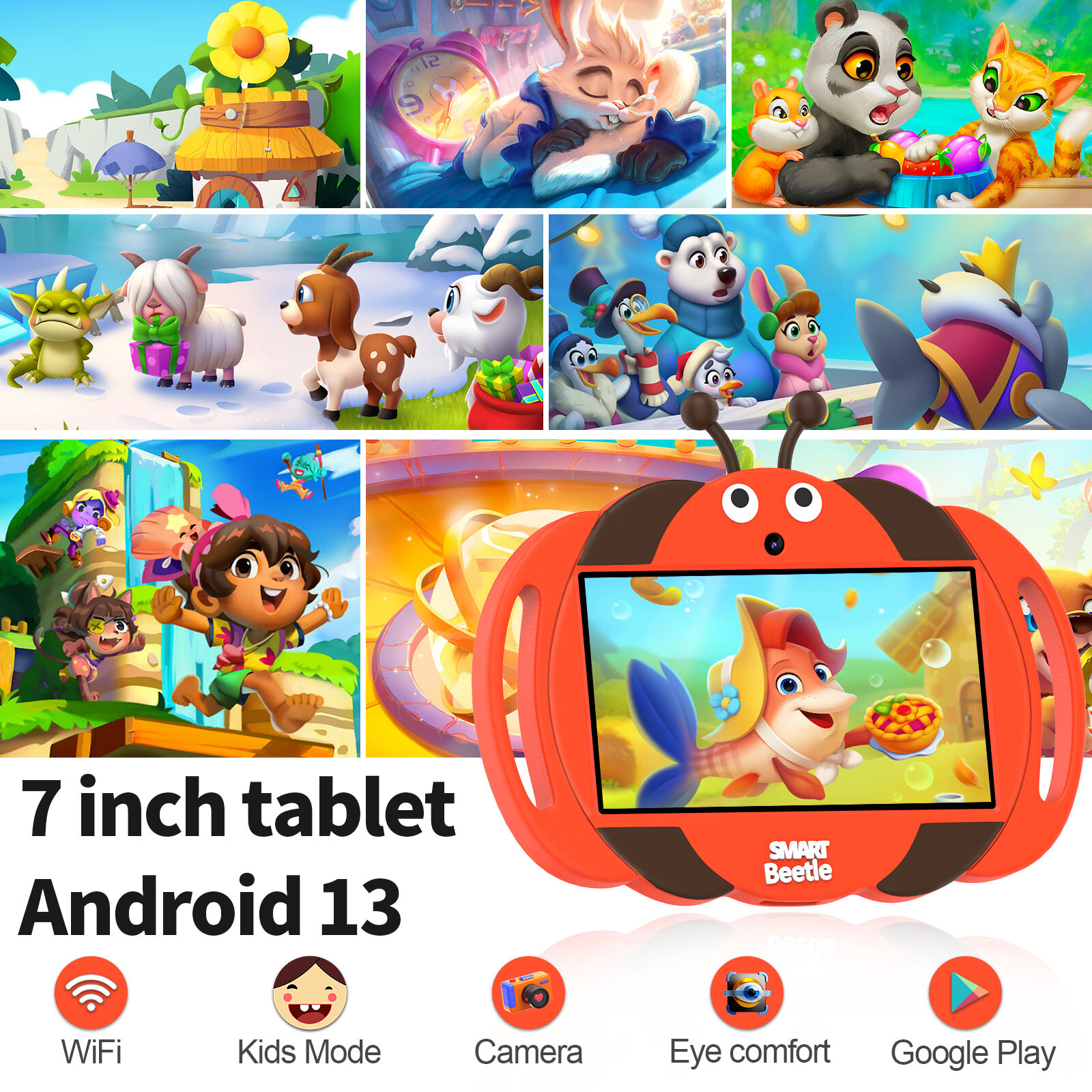 Wholesale 7" Kids Tablets With Iwawa 4g/32g Memory Android 13 Wifi ...