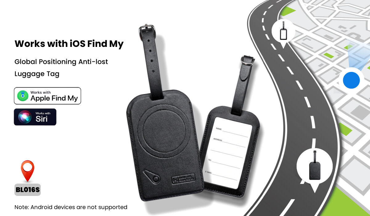 Power4 Pu Smart Find My Luggage Tag Holder With Wireless Charging Card ...