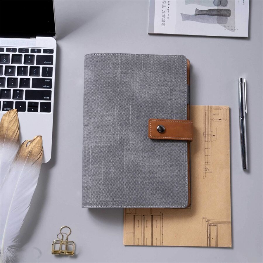 Faux Vegan Leather Linen A5 Journal Notebook Custom Travel Business ...