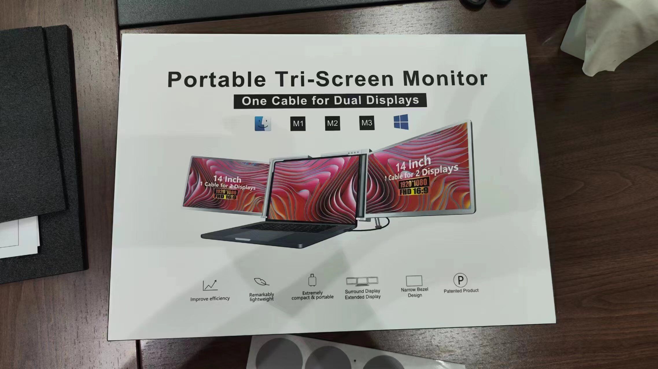 15.4 Inch Lcd Display Triple Screens Laptop Extender Monitor Two Cables ...