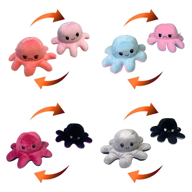 Wholesale Flip Octopus Reversible Octopus Plush Toy Double Expressions ...