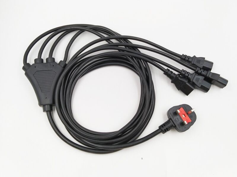 Bs Certified Uk Plug Splits To Four C13 Connector 1 To 4 Power Splitter ...