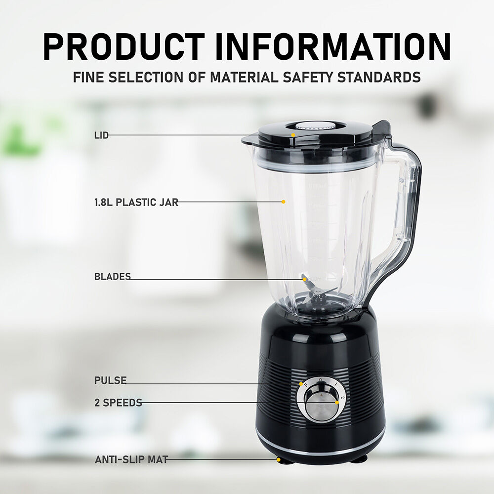 New Multifunction Table Blender 1.8l Plastic Jar 4 Stainless Steel ...