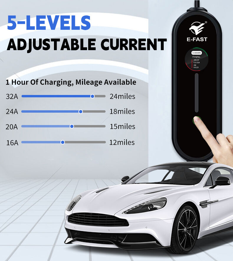 E-fast Ac 120v 240v Smart Current Adjustable Ev Charger Pile Plug-in ...