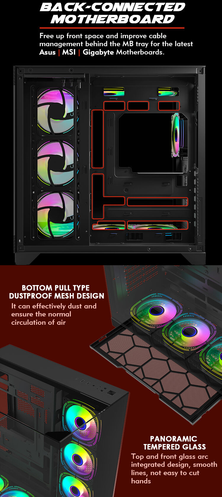Odm Circular Arc Panoramic Tempered Glass Game Cabinet Gaming Atx ...