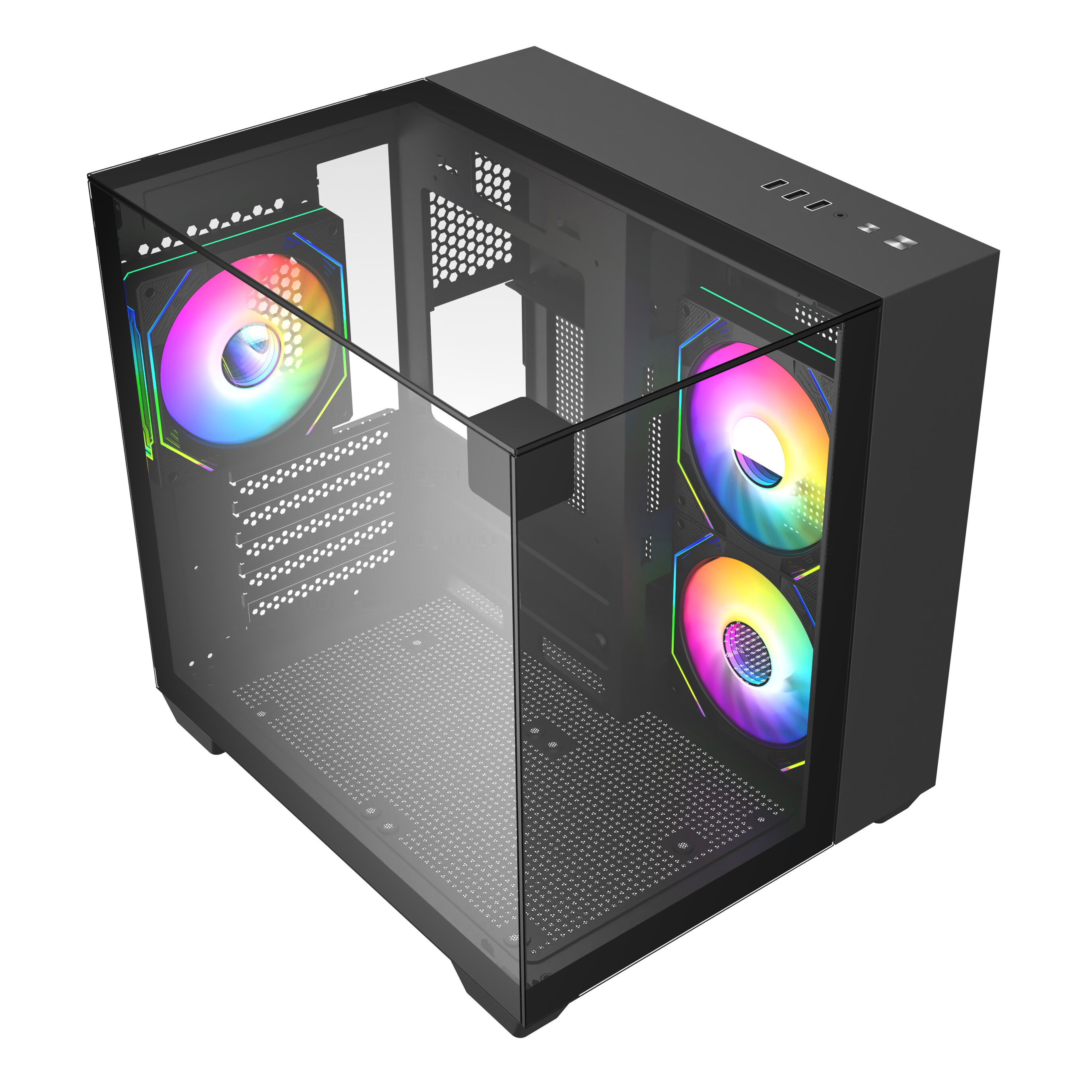 New Design Gamming Computer Case Three Tempered Glass Panels Desktop ...