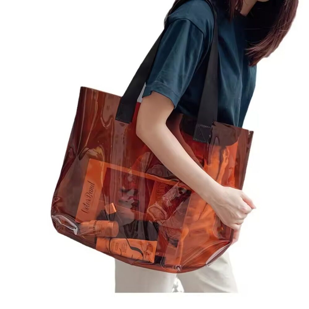 Custom Logo Low Moq Transparent Waterproof Clear Pvc Shoulder Tote ...