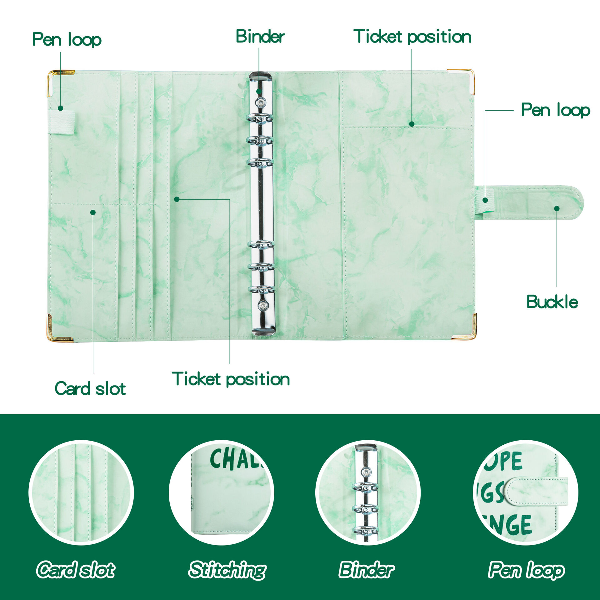 100 Envelopes Money Saving Challenge Binder Leather Marble Budget ...