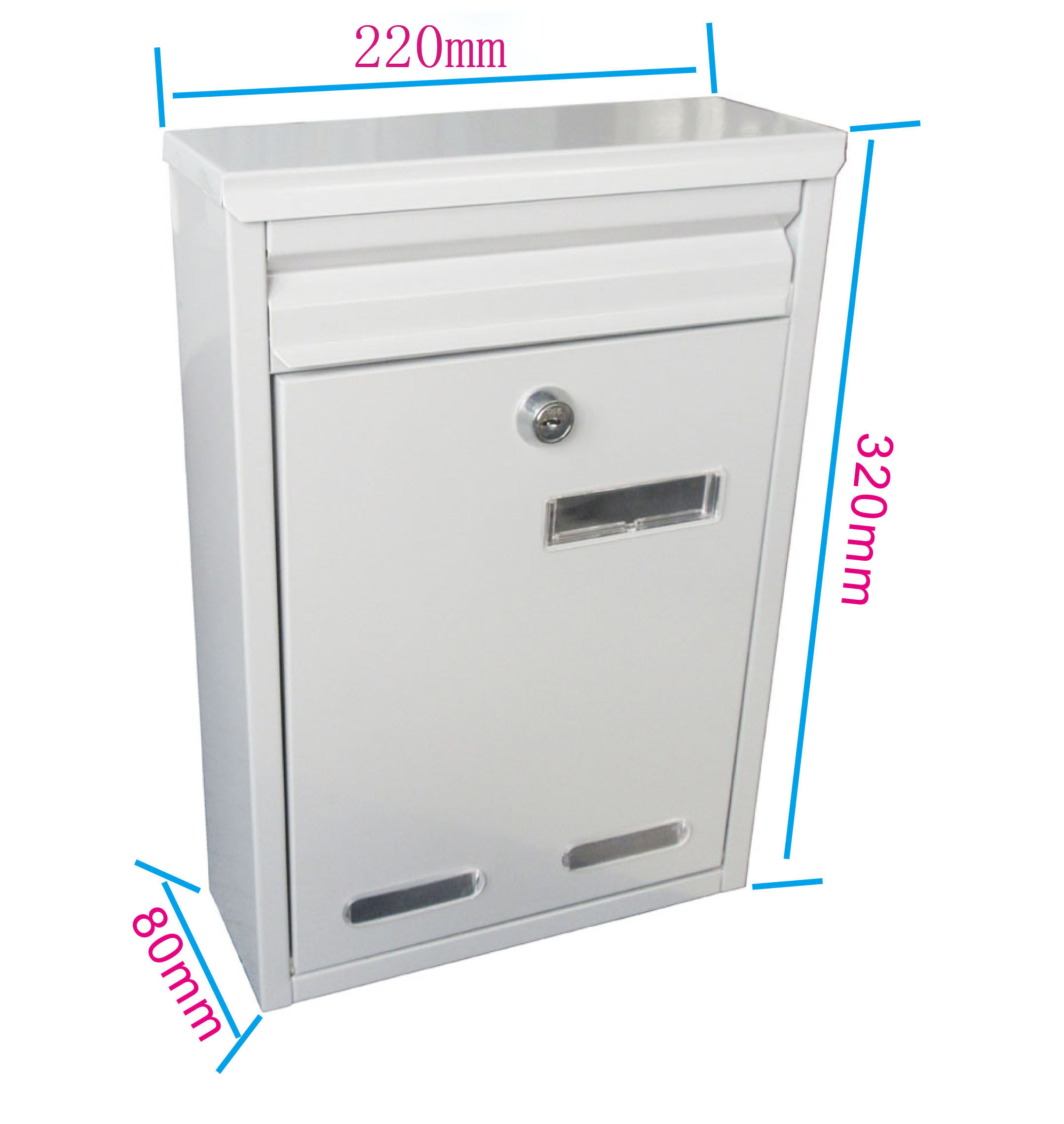 Modern Style Wall-mounted Galvanized Steel Mailbox White Color Lockable ...