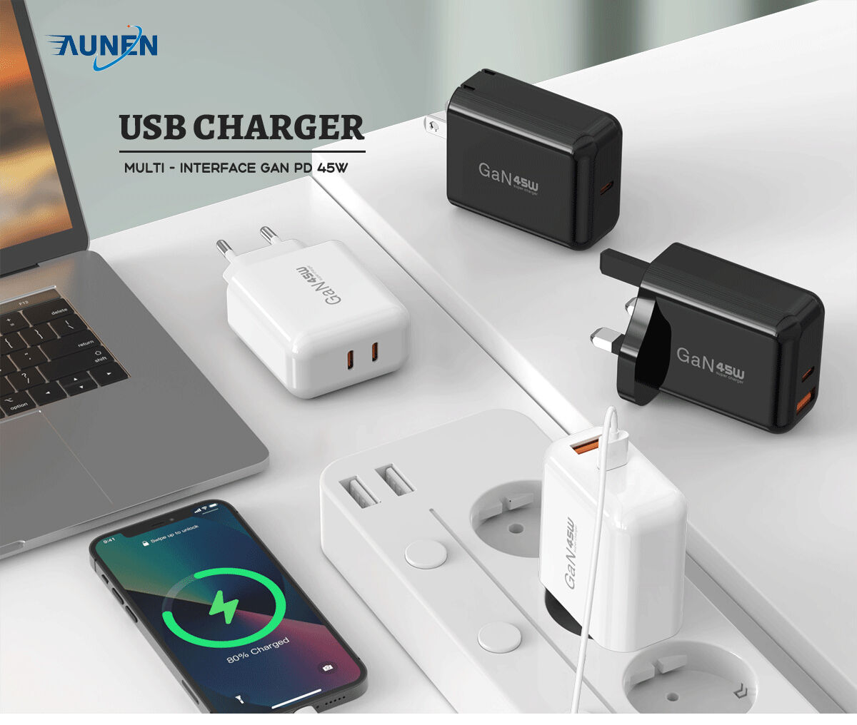 Ce Certification Gan Pd45w Uk Standard C+a Port Multi-protocol ...