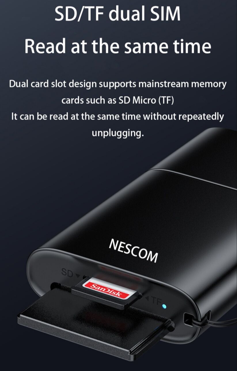 Card Reader Two-in-one Card Reader Black Dual-head Usb A+type-c To Sd ...