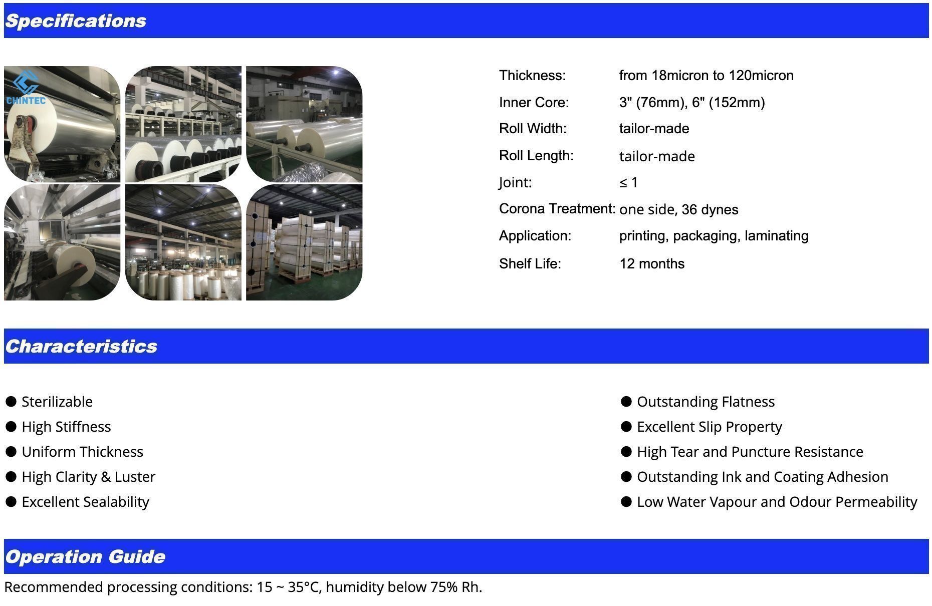 Wide Thickness Range Cpp Film Packaging For Bakery Snacks And Puffed ...