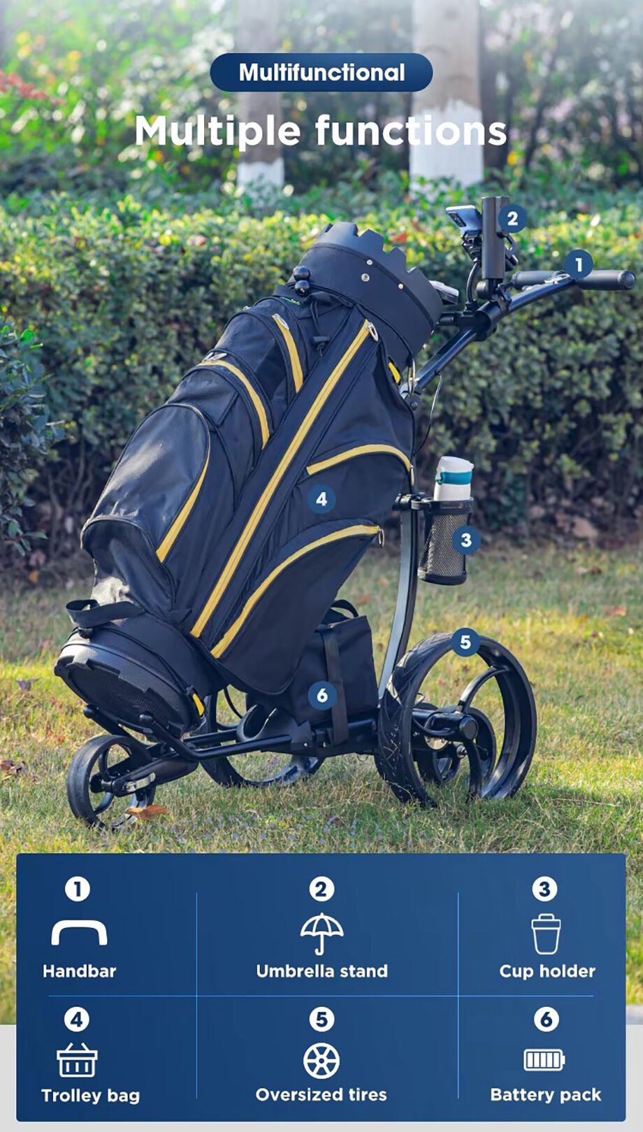 Custom China High Degree Electric Lithium Golf Trolley Car With Remote ...