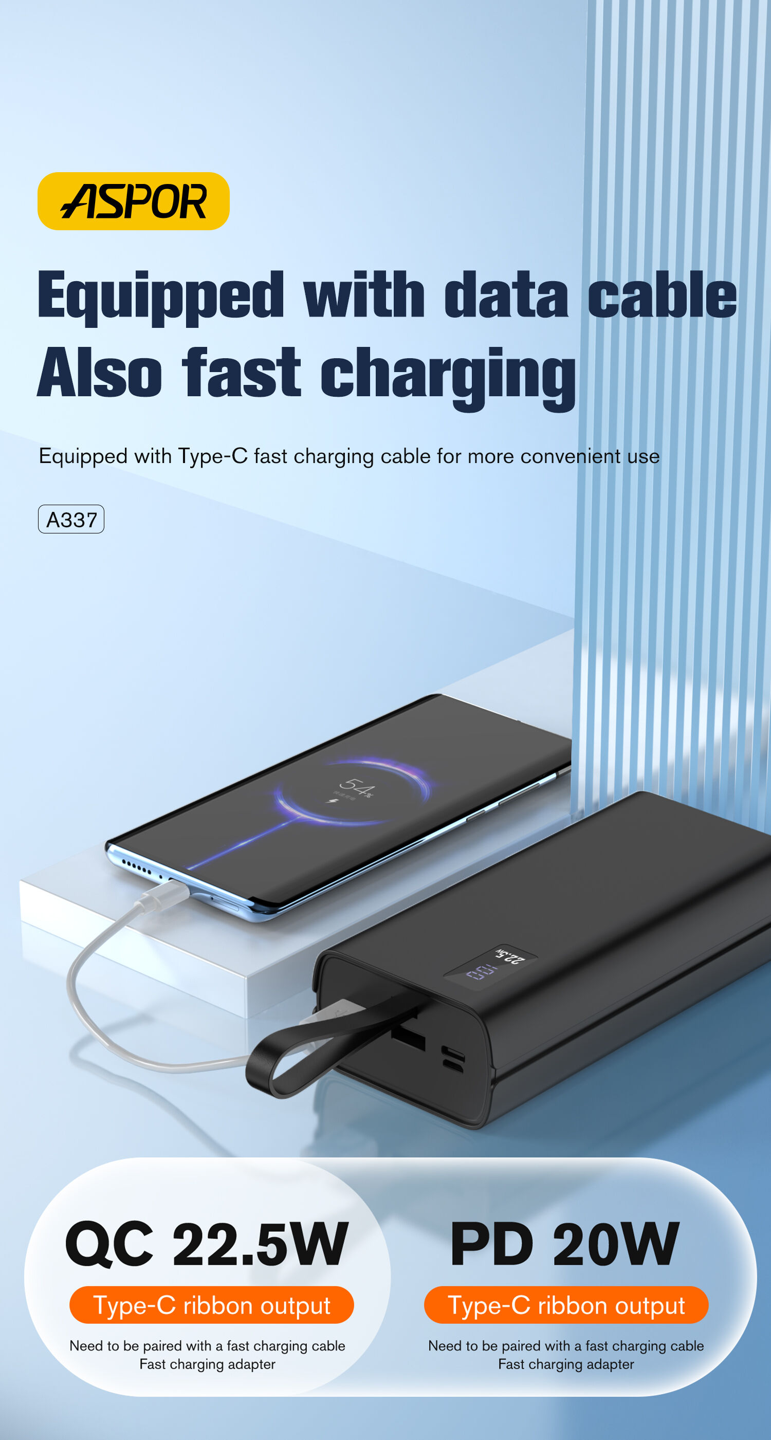 Factory Direct High Quality China Wholesale Aspor A337 22.5w Power Bank ...