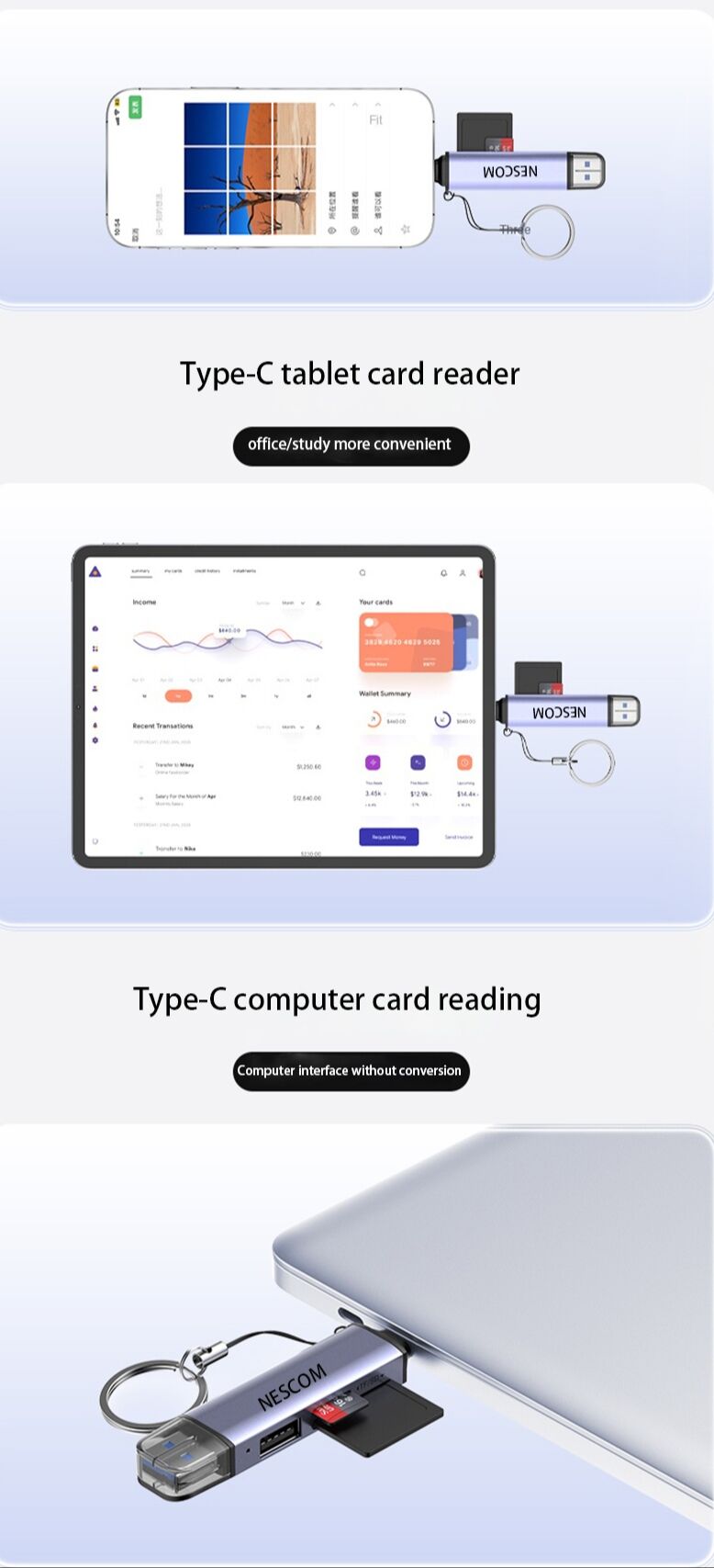 Bulk Buy China Wholesale Card Reader Space Gray Three-in-one Sd/tf 3.0 ...