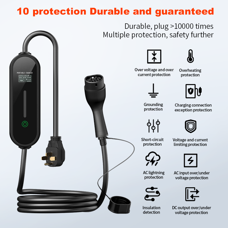 32a Mode Level 2 Ac Ev Charger 7kw Evse Portable Ev Charger Electric ...