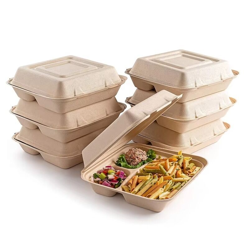 Take Away Food Containers Eco Compostable Clamshell 3 Compartment ...