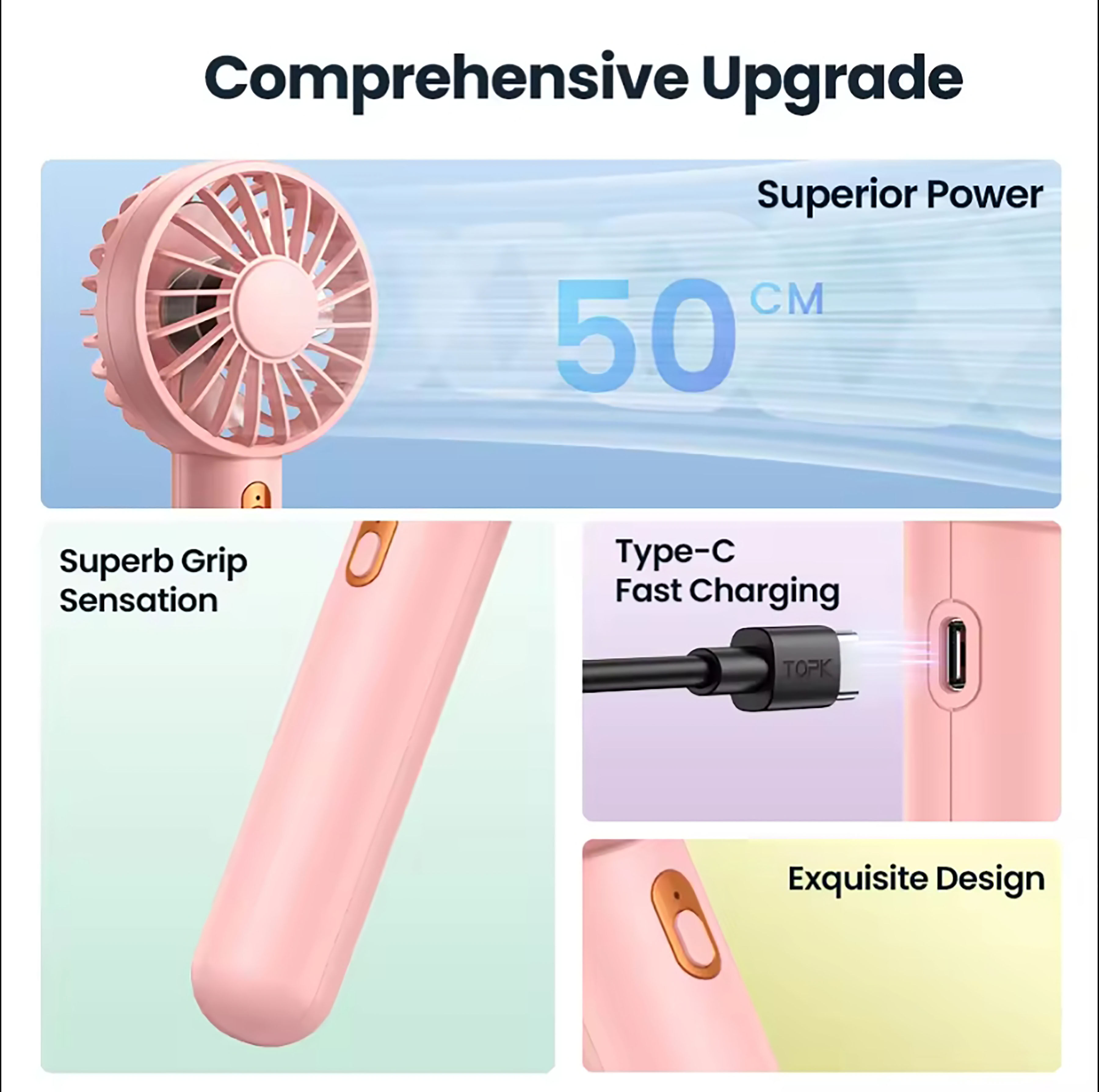 Handheld Mini Fan Portable Usb Rechargeable Small Hand Held Fan,super ...