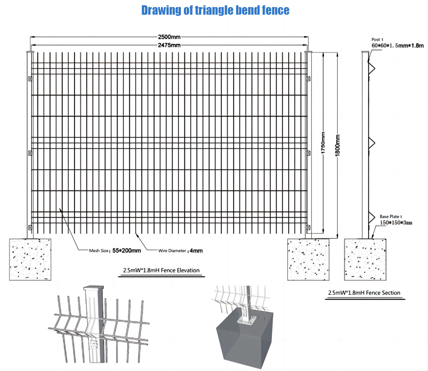 High Quality Galvanized Steel Metal Pvc Coated 3d V Bending Welded Curvy Wire Mesh Panel Fence ...
