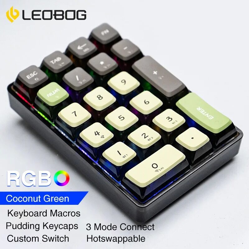 Leobog K21 Bluetooth Number Pad Mechanical Numeric Keypad 21 Key ...