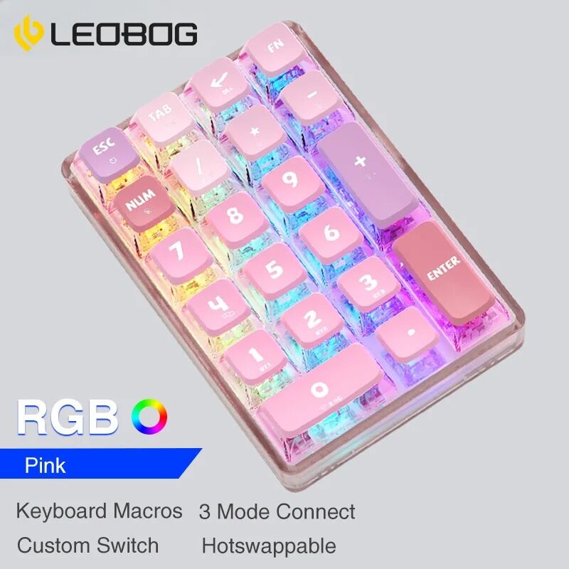 Leobog K21 Bluetooth Number Pad Mechanical Numeric Keypad 21 Key ...